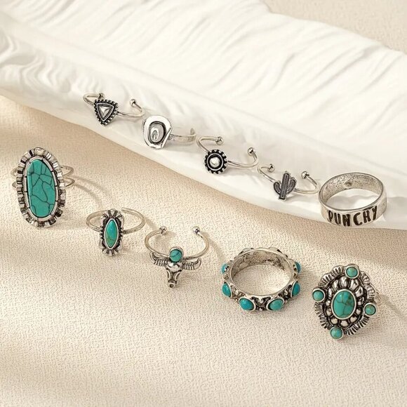 Jewelry | New 1ct Western Style Rings Turquoise Vintage Style Jewelry ...